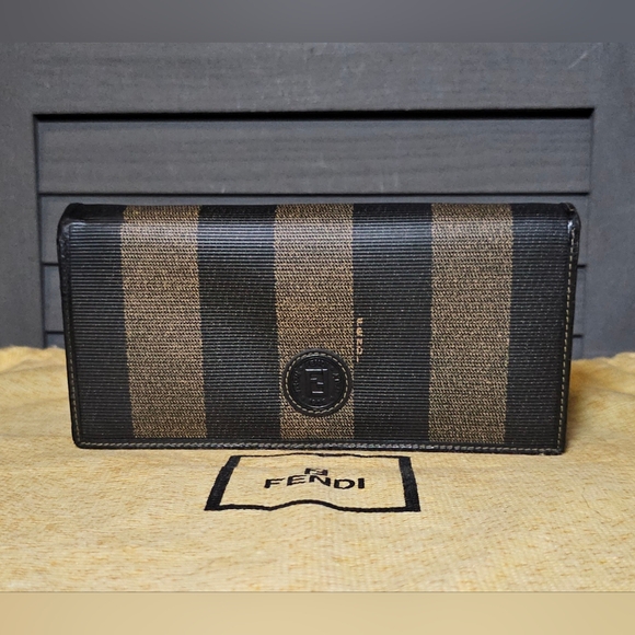 Fendi | Bags | Authentic Fendi Pequin Bifold Long Wallet | Poshmark